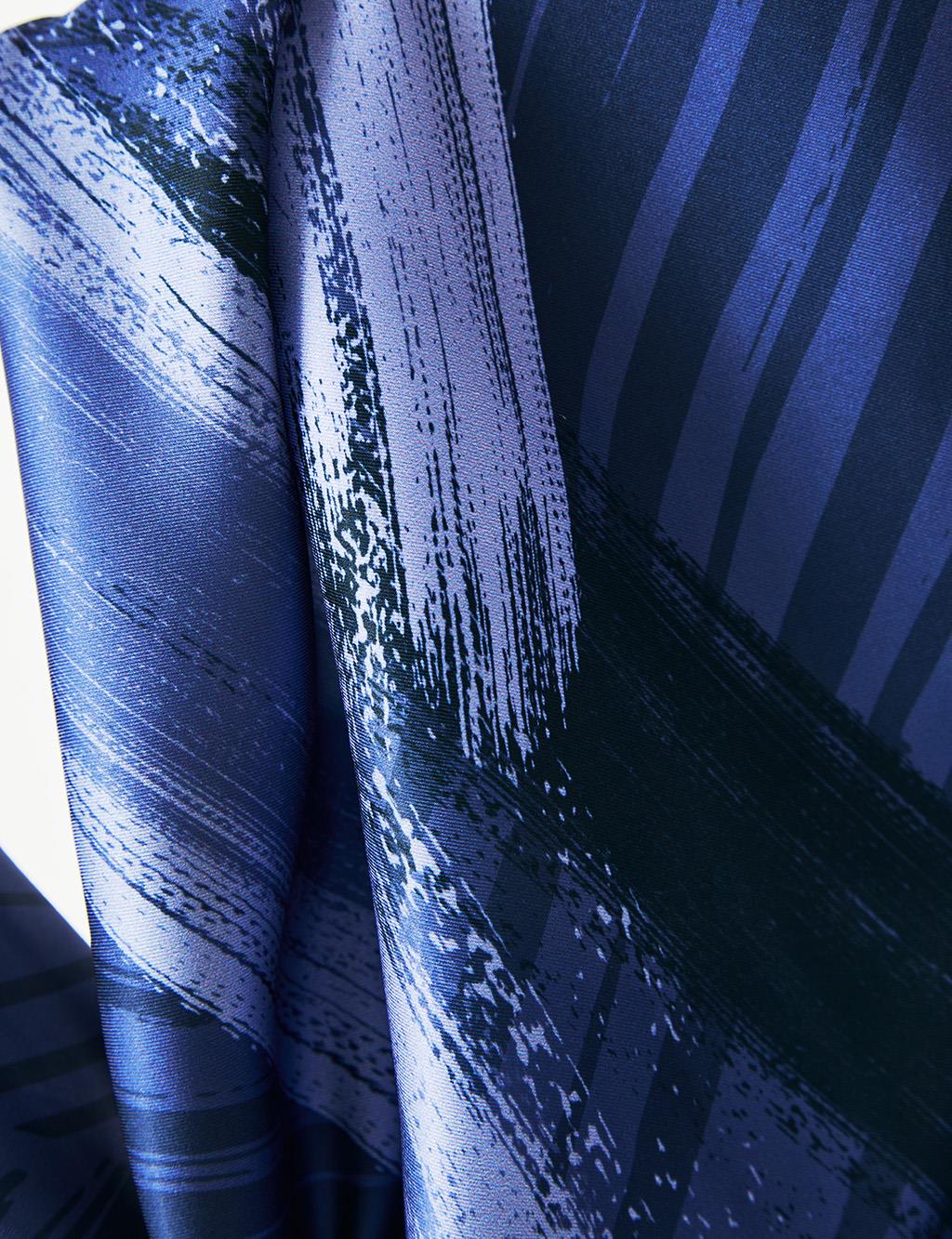 Brush Track Patterned PES Scarf Indigo