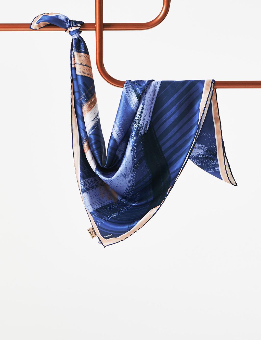 Brush Track Patterned PES Scarf Indigo