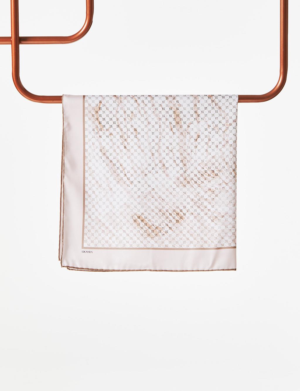 Abstract Pattern Monogram Scarf Powder