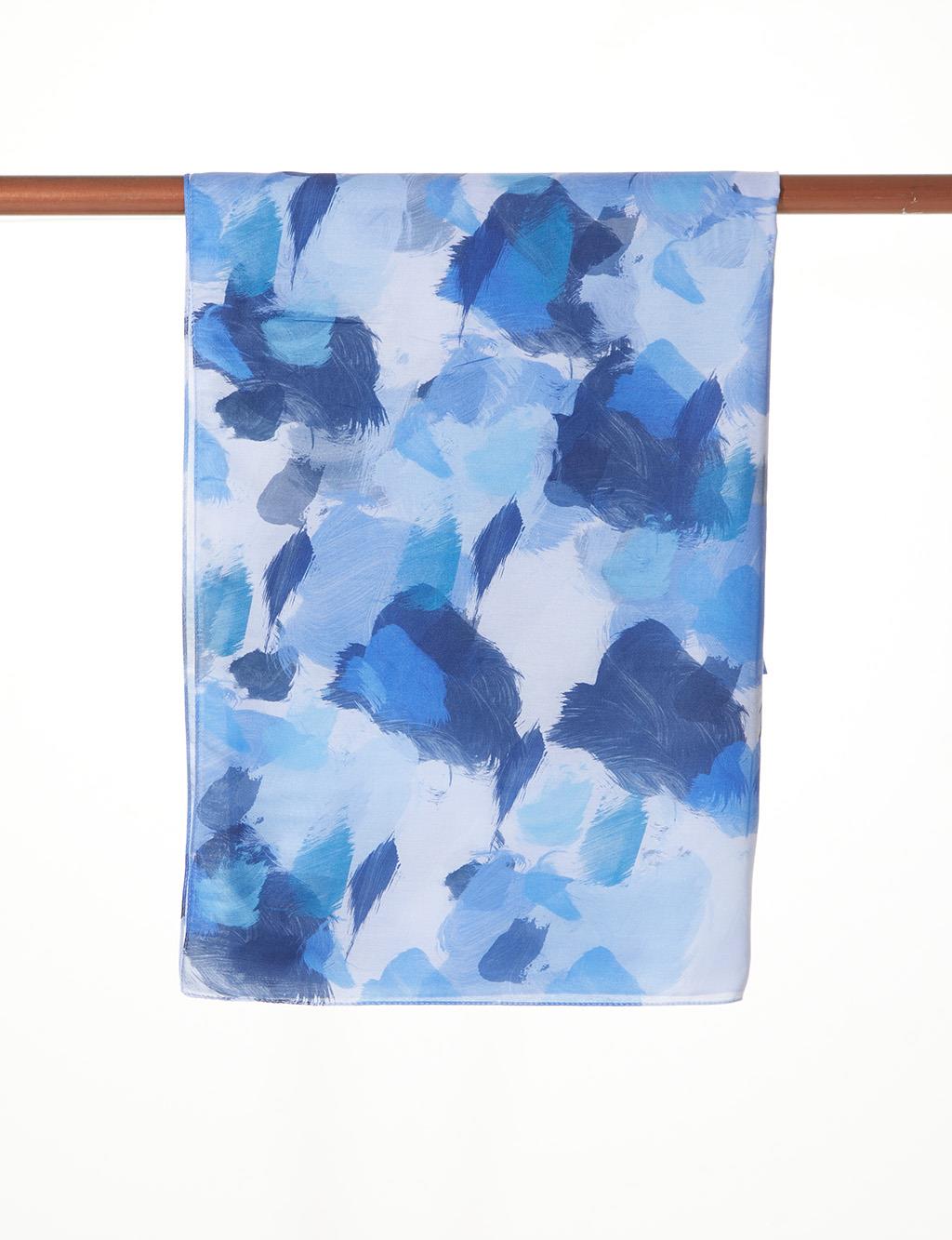 Abstract Patterned Shawl Indigo