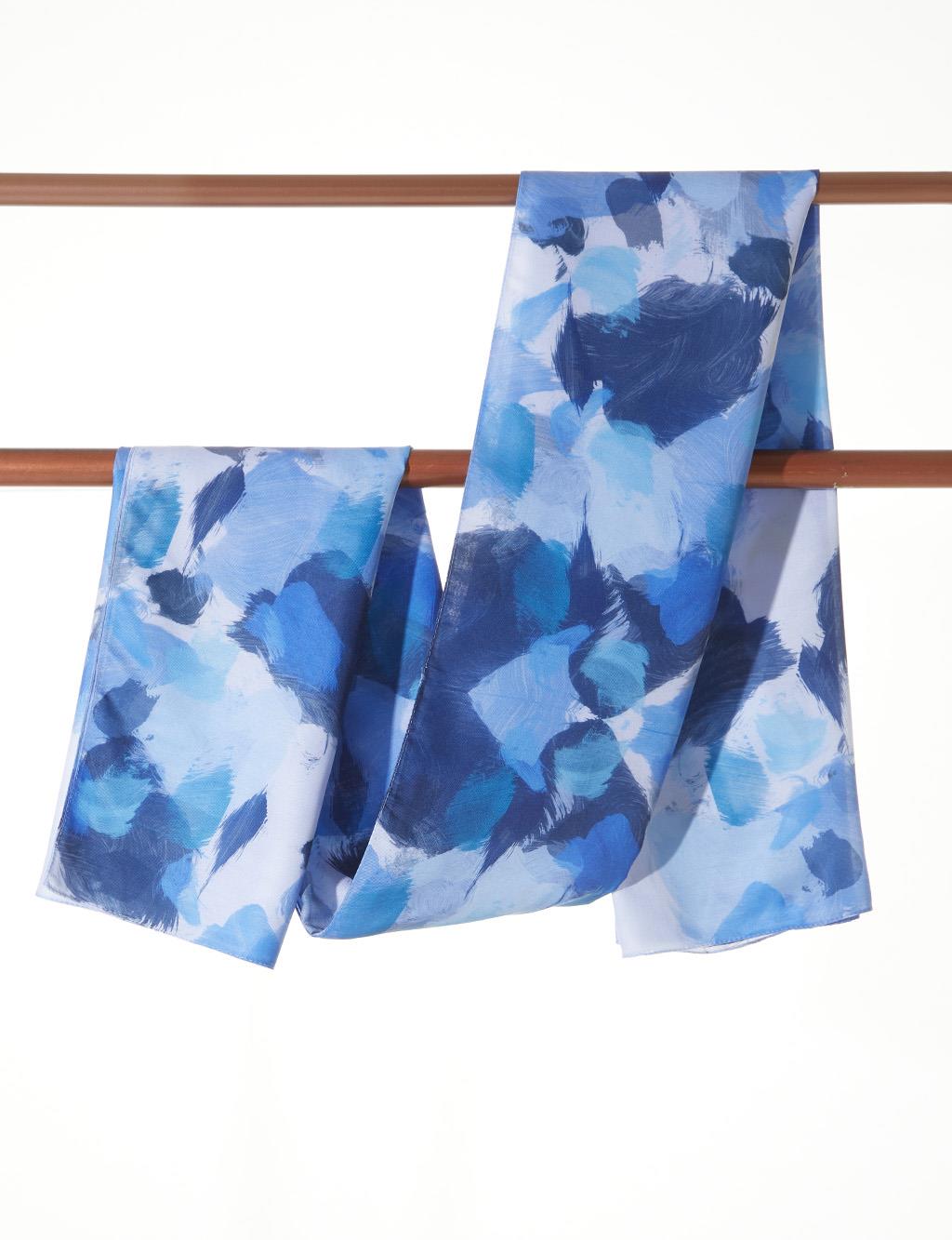 Abstract Patterned Shawl Indigo