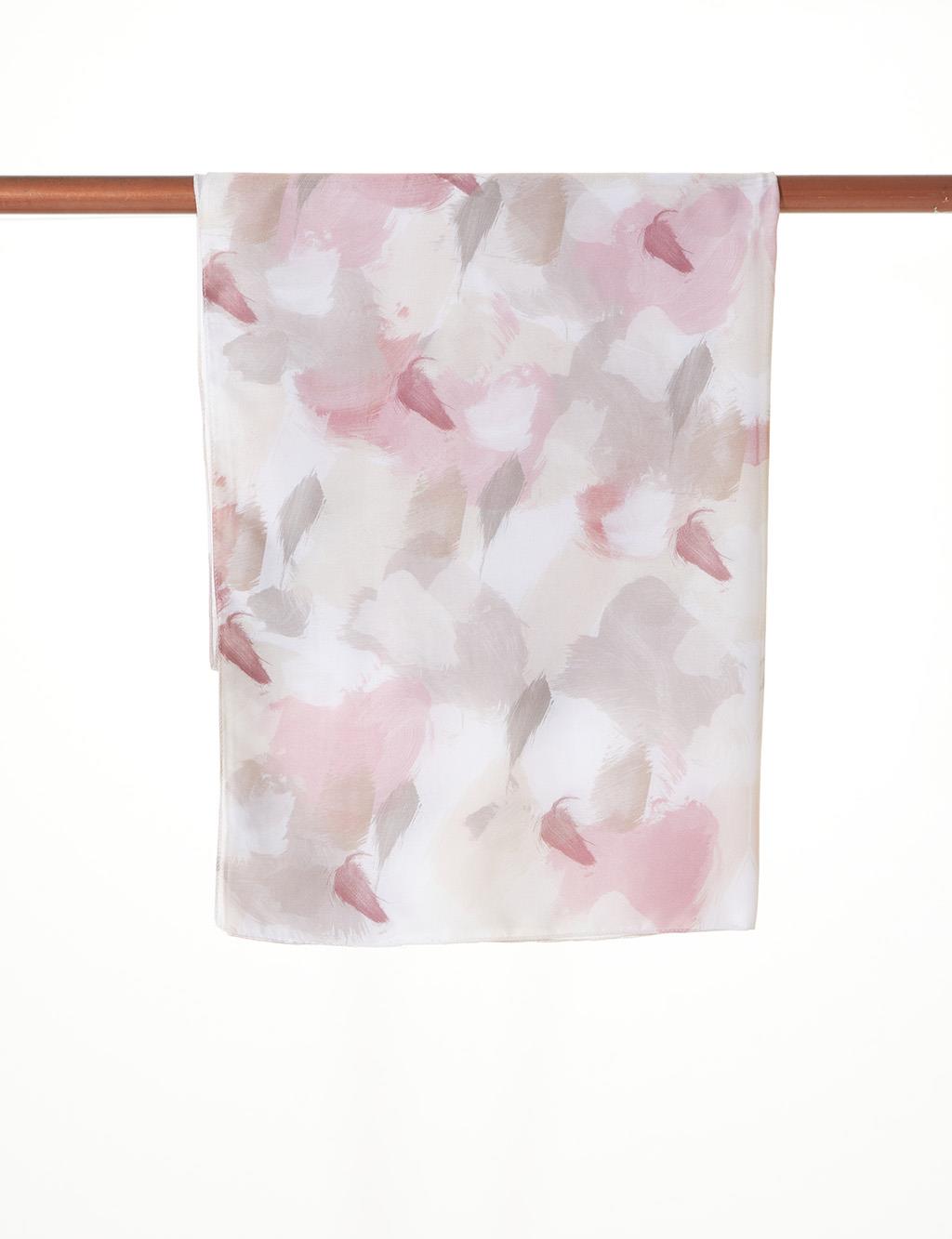 Abstract Patterned Shawl Powder-Ecru - Kayra.com