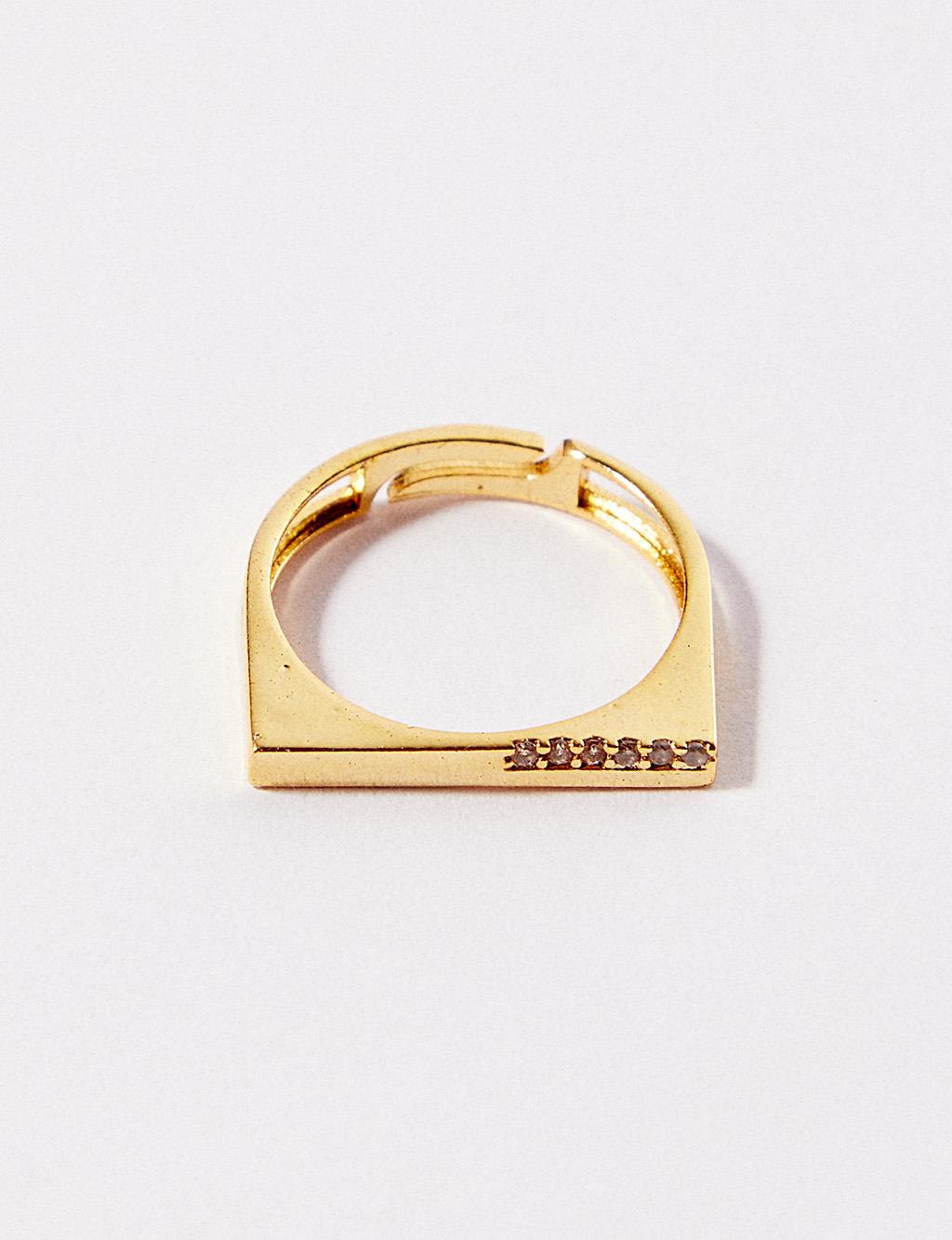 Stone Embroidered Ring Gold Color