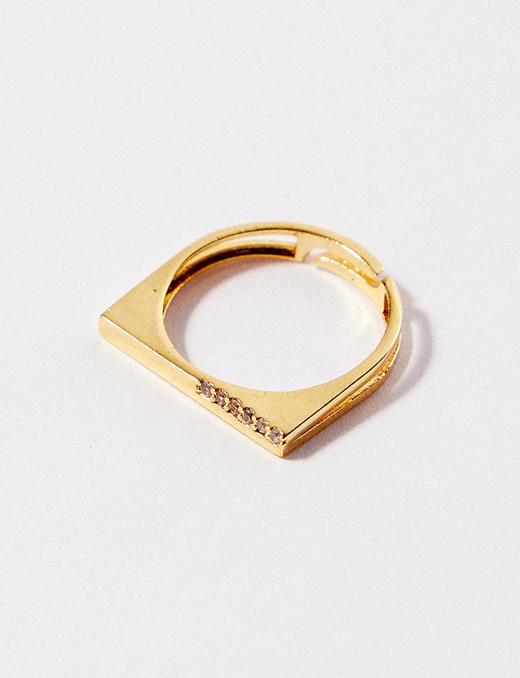 Stone Embroidered Ring Gold Color