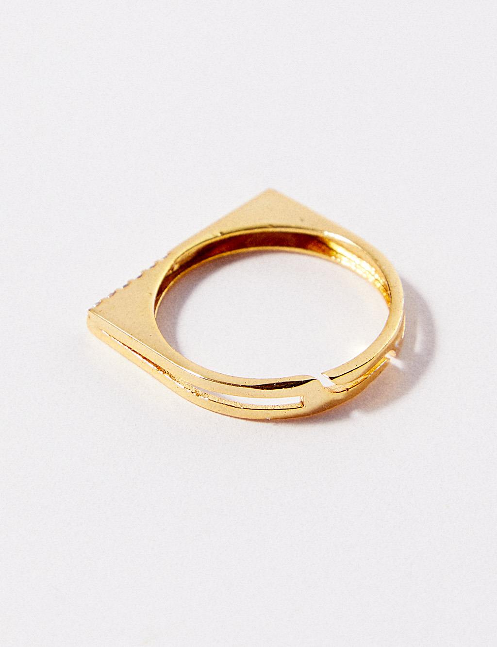 Stone Embroidered Ring Gold Color