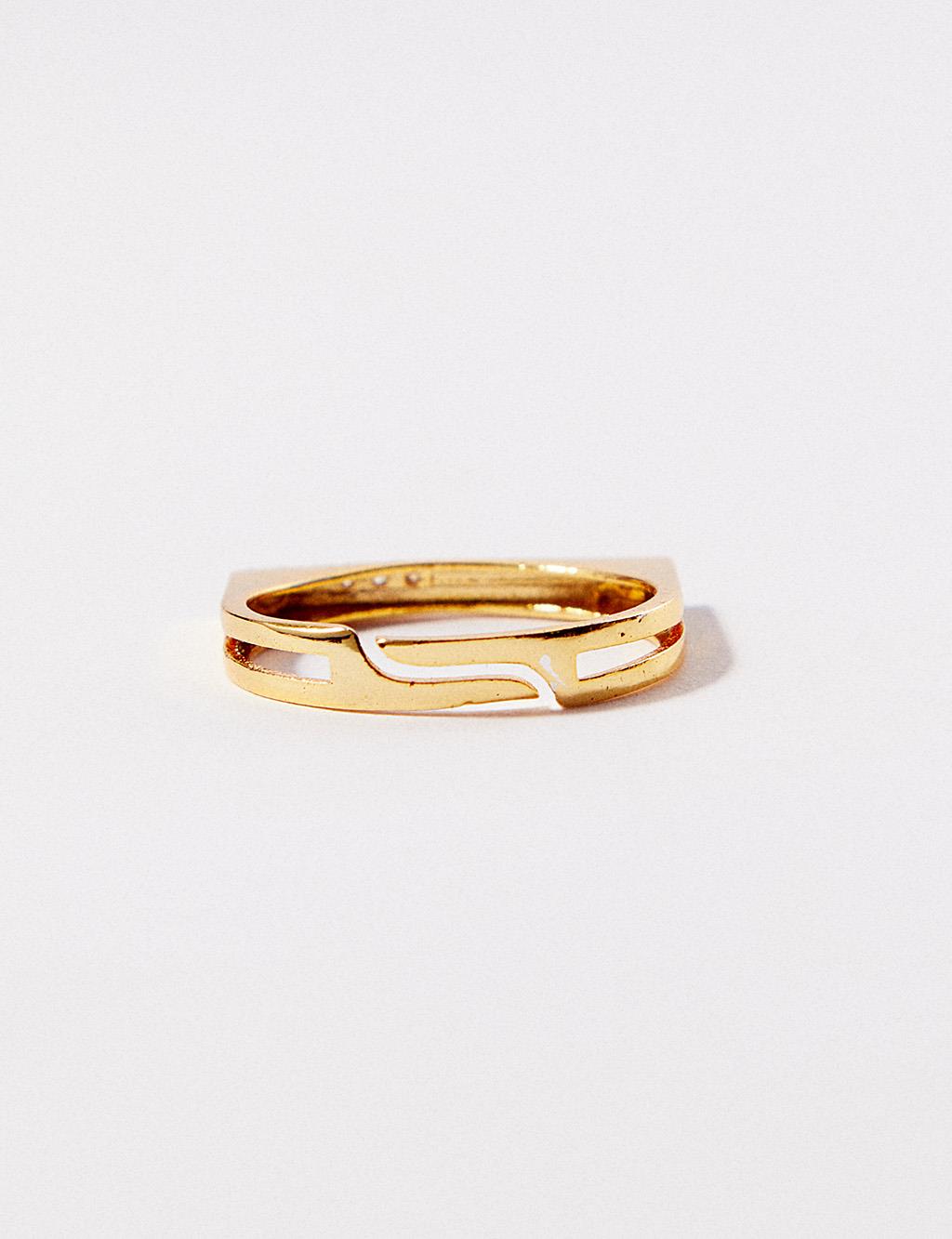 Stone Embroidered Ring Gold Color