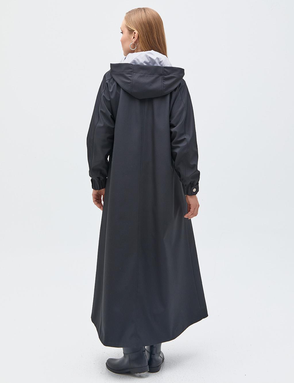 Hooded Long Topcoat Black