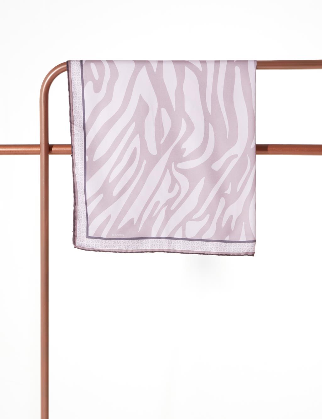 Monogram Framed Zebra Pattern Scarf Powder