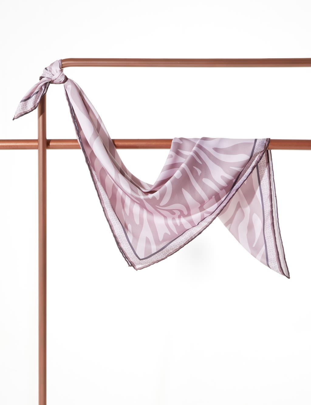 Monogram Framed Zebra Pattern Scarf Powder