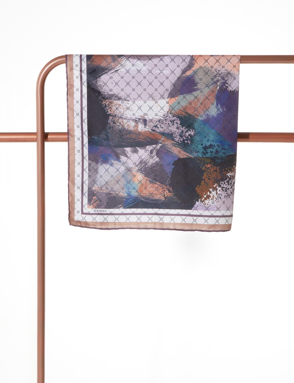 Brush Pattern Monogram Shawl Plum