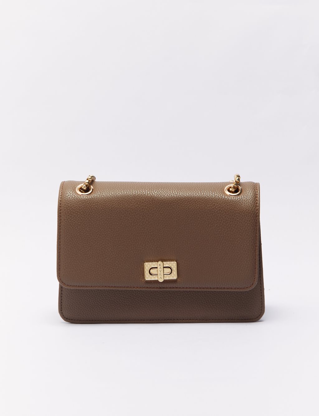 Lock Detailed Rectangle Bag Dark Brown