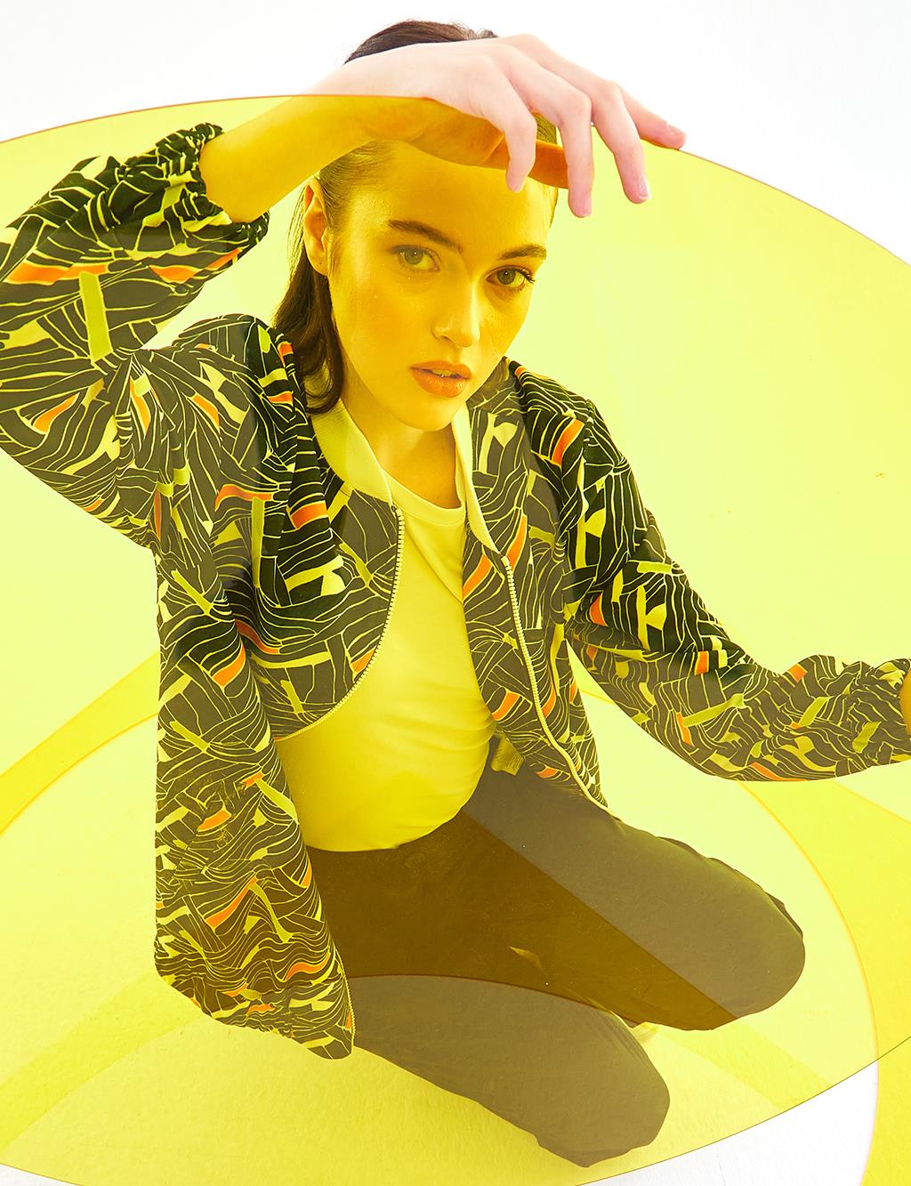 KYR Abstract Patterned Bomber Jacket Navy KY-B23-73002-11