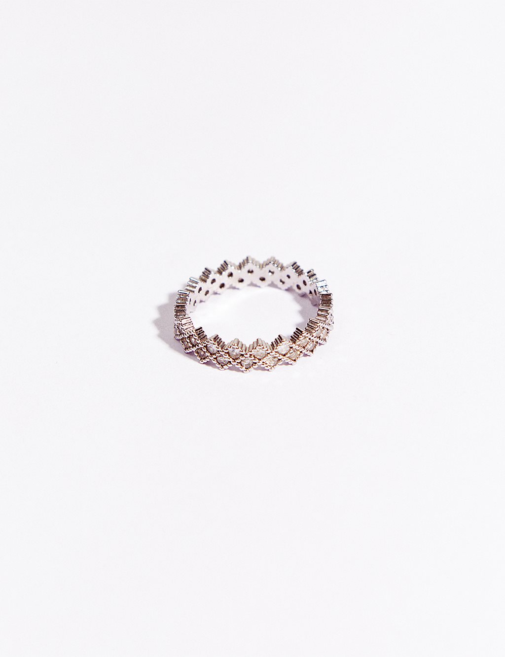 Zigzag Form Stone Ring