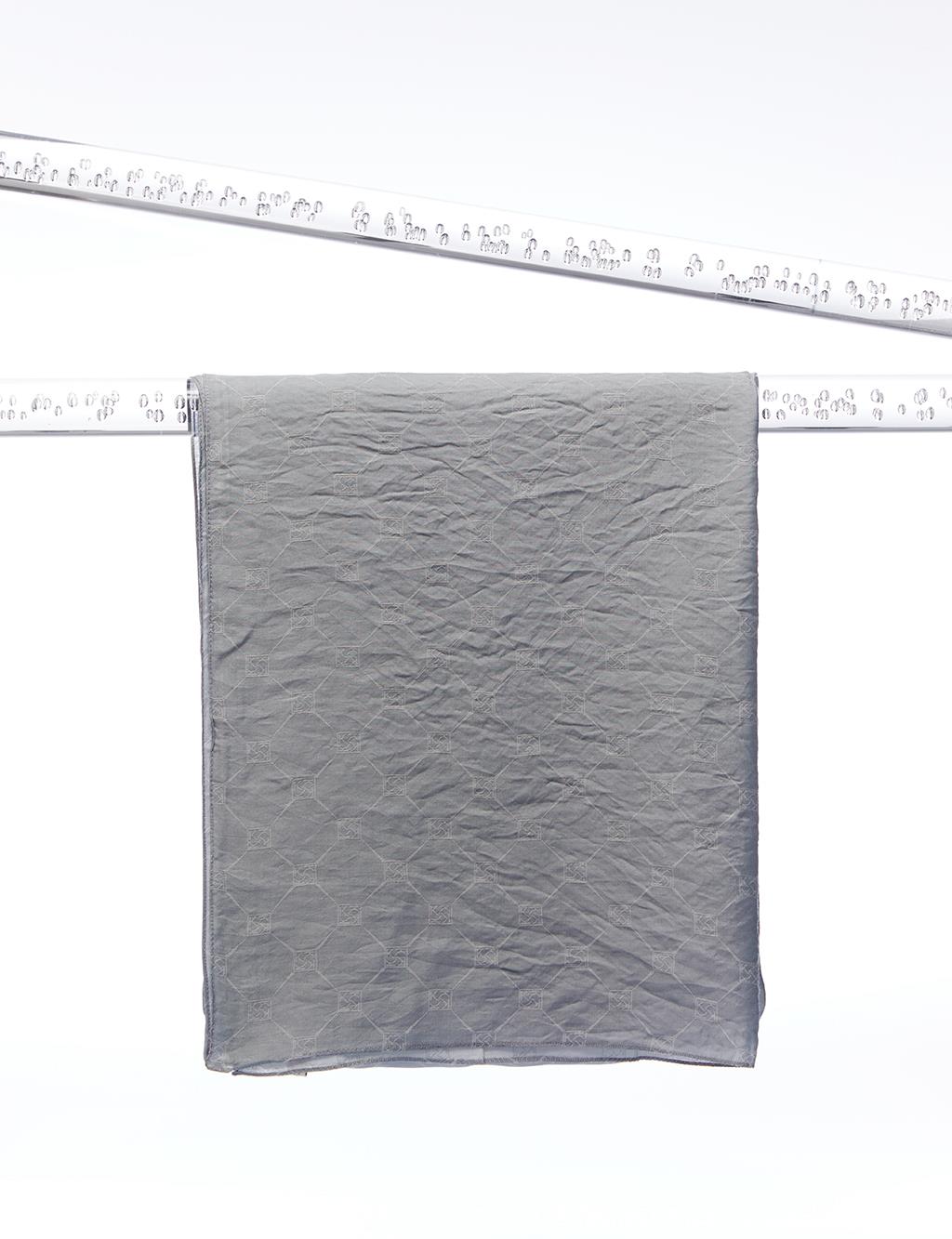 Hexagon Monogram Jacquard Viscose Woven Shawl Gray