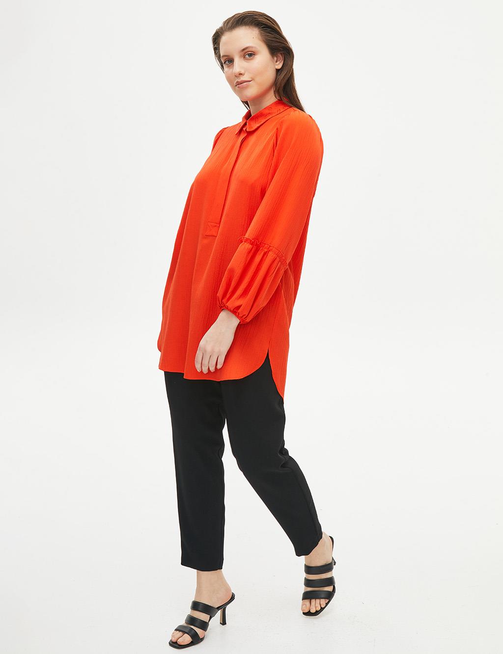 Pleated Ankle Embossed Tunic Poppy