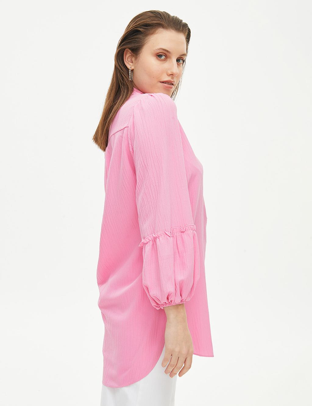 Pleated Ankle Embossed Tunic Pink