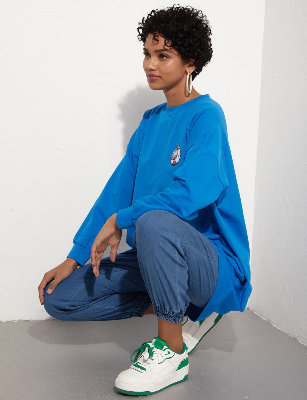 Arms Ribbed Sweat Cobalt Blue