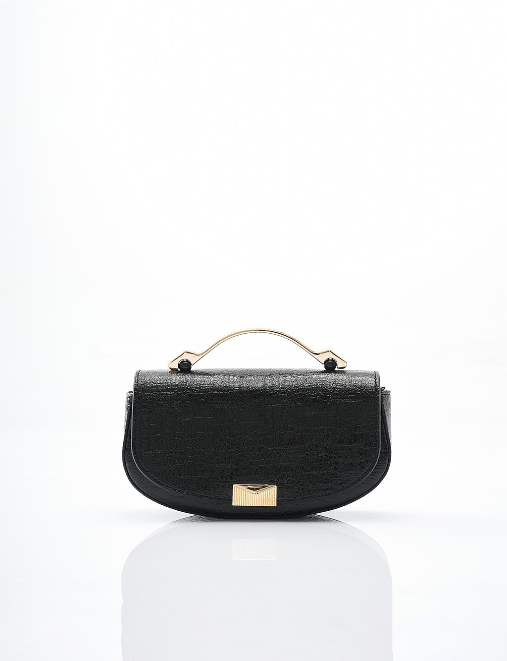 D Form Bag with Metal Handle Detail black